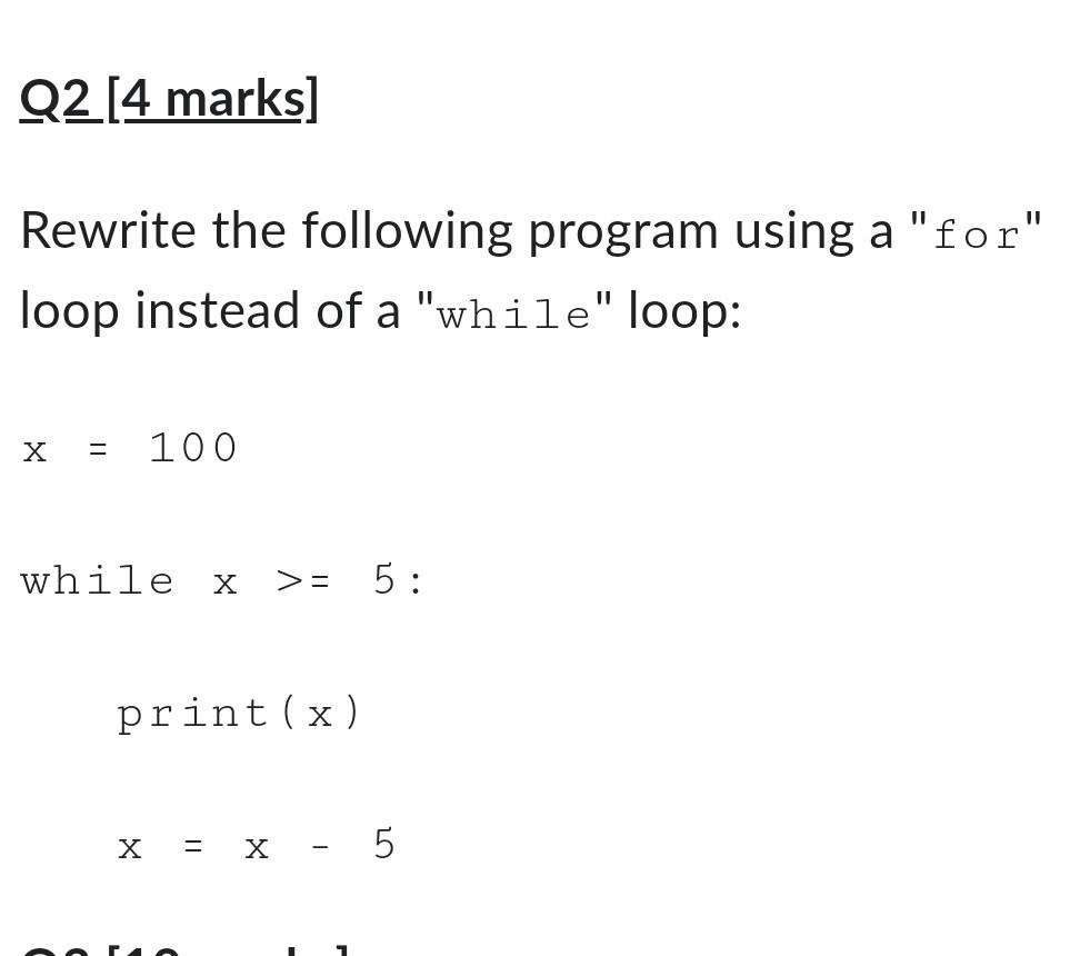 Solved Q244 marks ] Rewrite the following program using a | Chegg.com