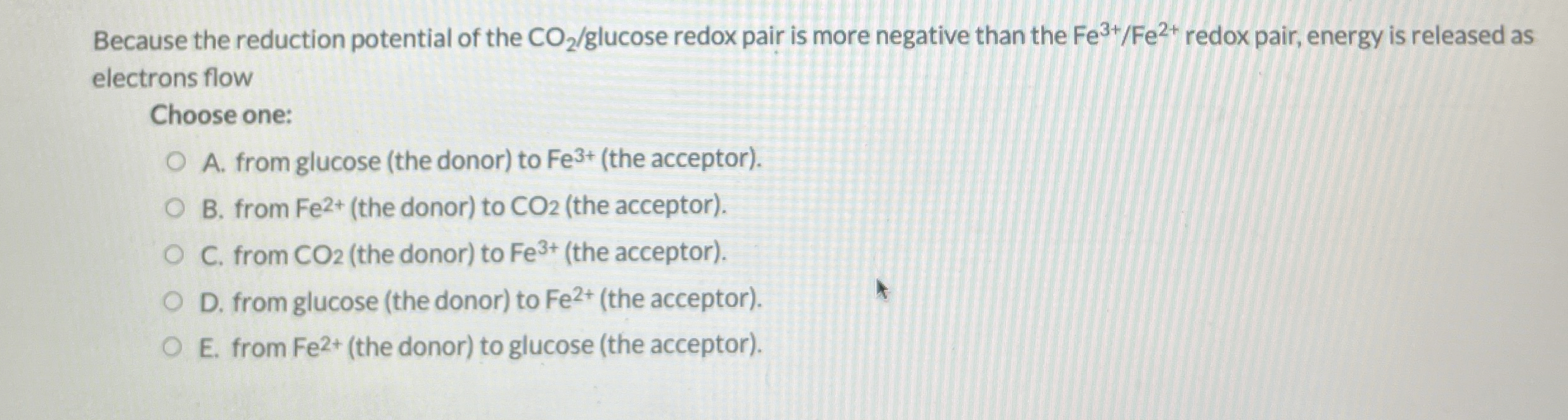 Because the reduction potential of the CO2? ﻿glucose | Chegg.com