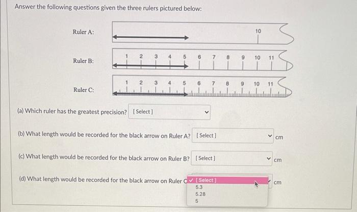 Solved Answer the following questions given the three rulers | Chegg.com