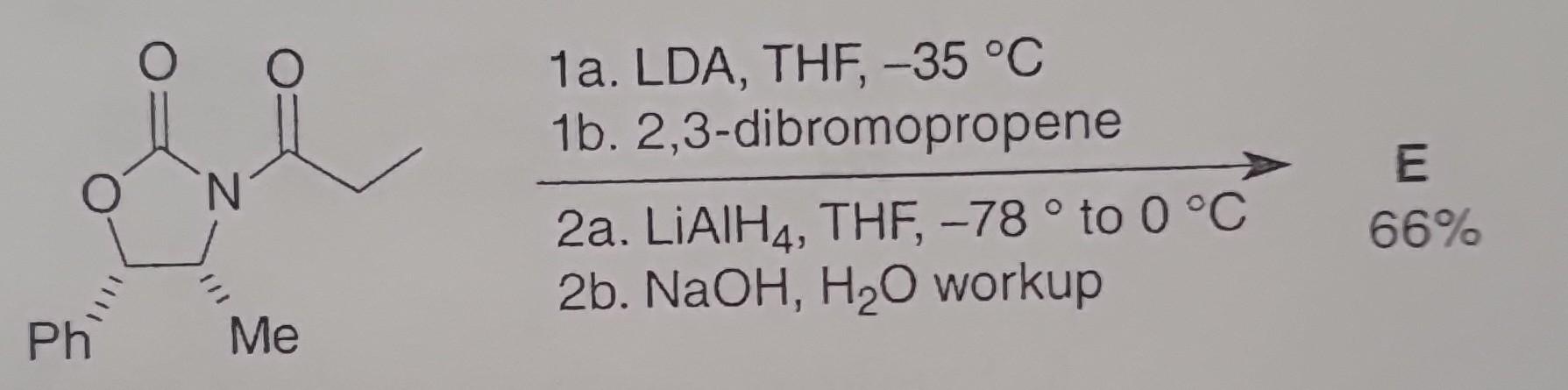 Solved 1a. LDA, THF, −35∘C 1b. 2,3-dibromopropene 2a. | Chegg.com