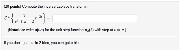 Solved (20 ﻿points) ﻿Compute the inverse Laplace | Chegg.com