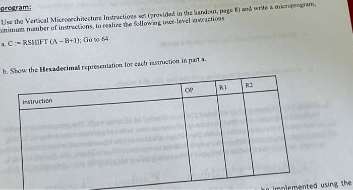 Solved program: Use the Vertical Microarchitecture | Chegg.com