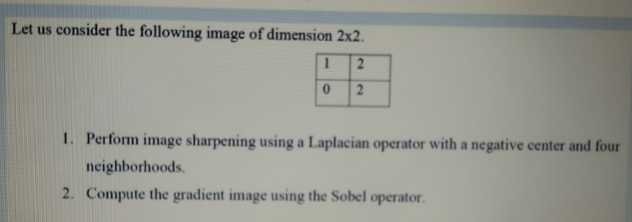 Solved Let us consider the following image of dimension | Chegg.com