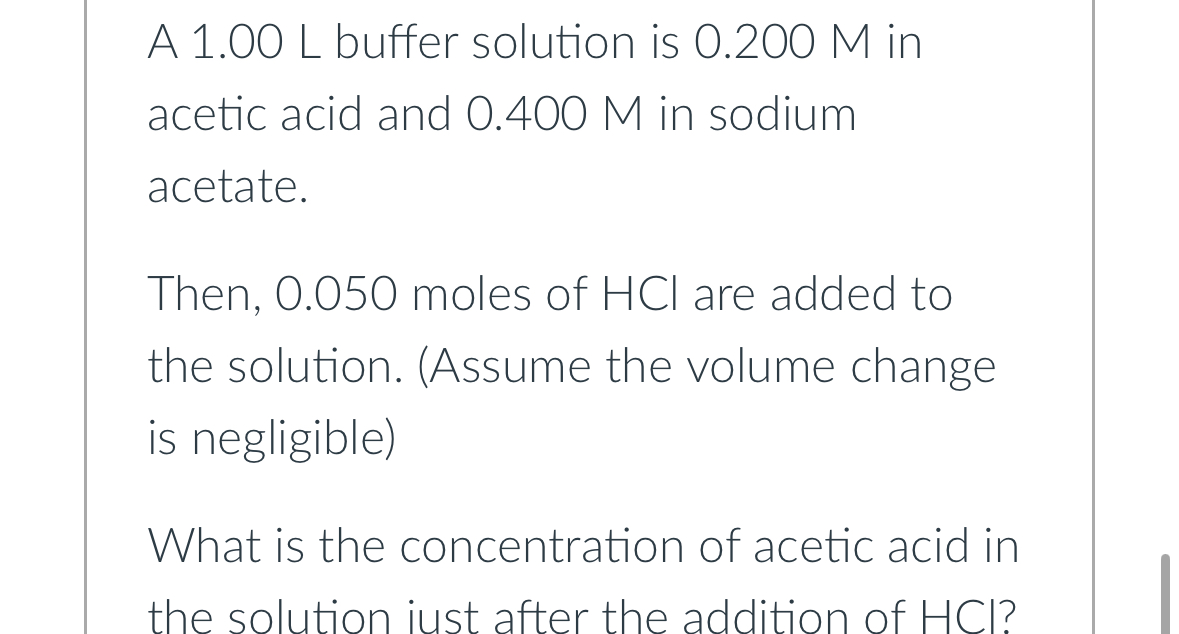Solved A 1.00L ﻿buffer solution is 0.200M ﻿in acetic acid | Chegg.com