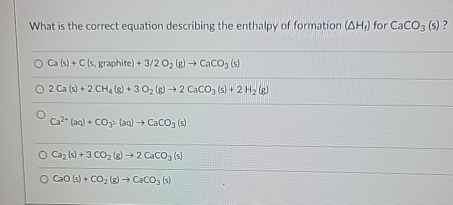 Solved What is the correct equation describing the enthalpy | Chegg.com