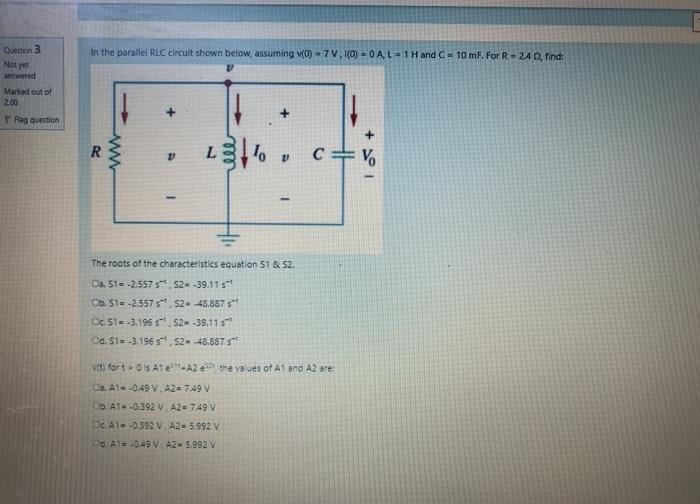 Solved In the parallel RLC circuit shown below, assuming (0) | Chegg.com