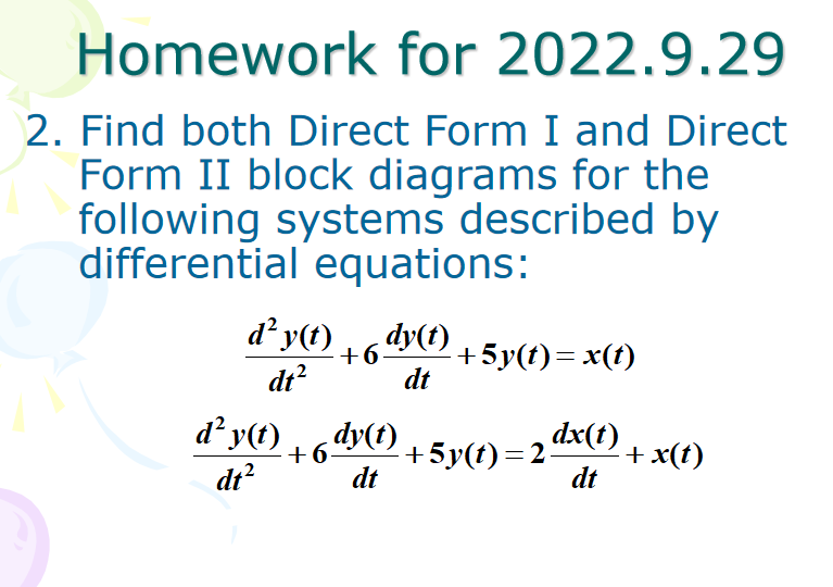 Solved Homework for 2022.9.29 Find both Direct Form I and | Chegg.com