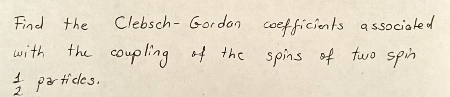 Solved Find the Clebsch-Gordan coefficients associated with | Chegg.com