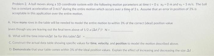 Solved Problem 2 A ball moves along a 1D coordinate system | Chegg.com