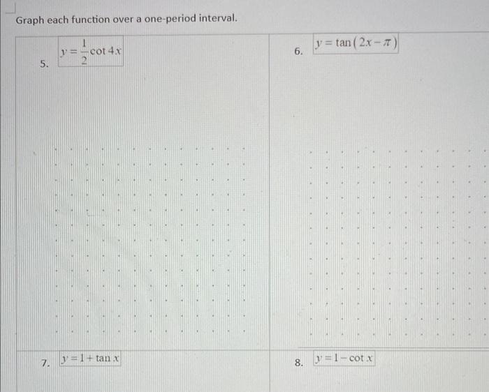Solved Graph each function over a one-period interval. 6. | Chegg.com