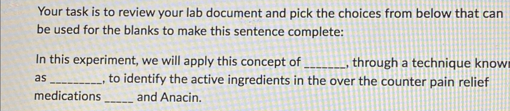 Solved Your task is to review your lab document and pick the | Chegg.com