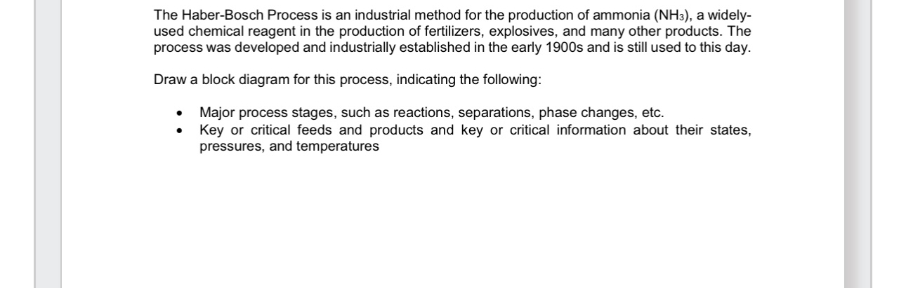Solved The Haber-Bosch Process is an industrial method for | Chegg.com