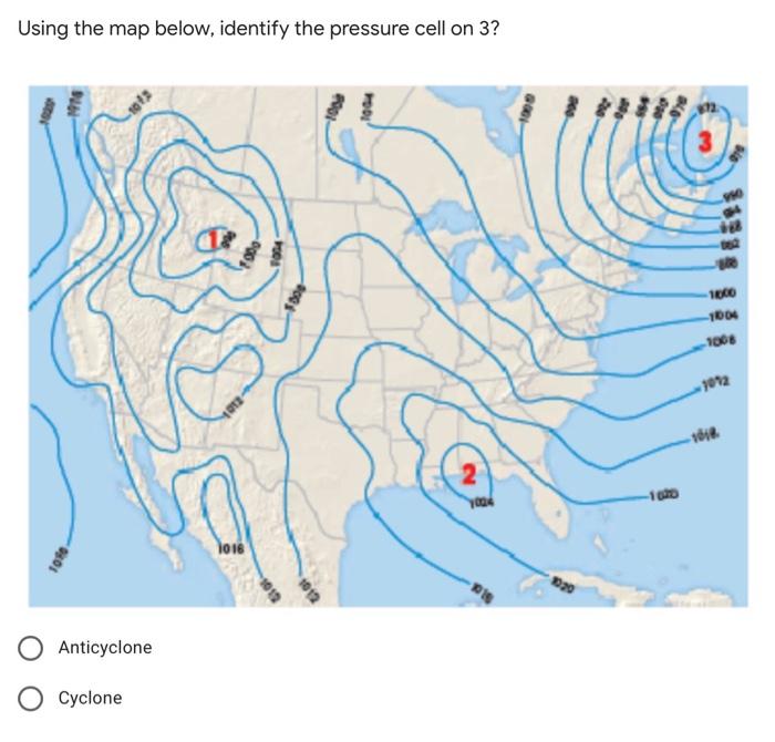 Solved Using the map below, identify the pressure cell on 1? | Chegg.com