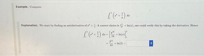 Solved Example, Compute: ∫12(x3+x1)dx Explanation. We start | Chegg.com