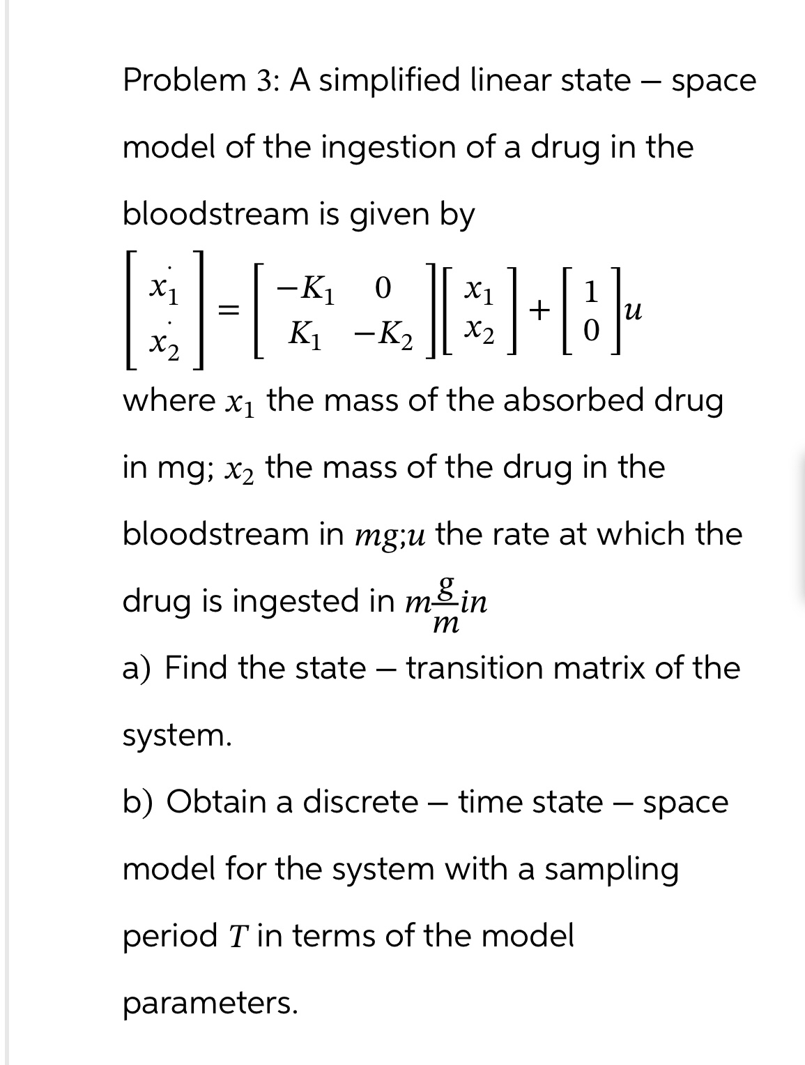 Solved Problem 3 A Simplified Linear State ﻿space Model