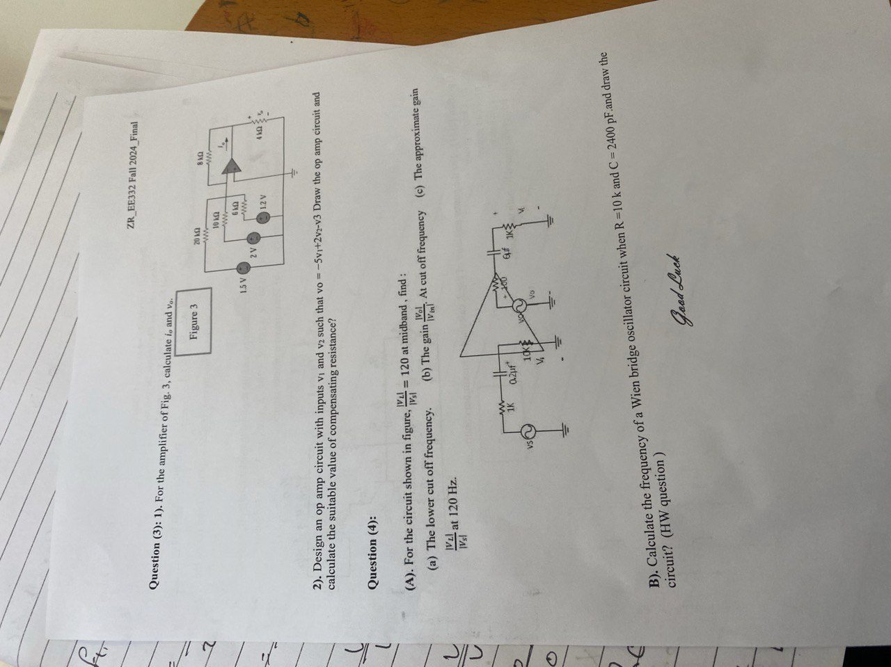 Solved ZR_EE332 ﻿Fall 2024_FinalQuestion (3): 1). ﻿For the | Chegg.com