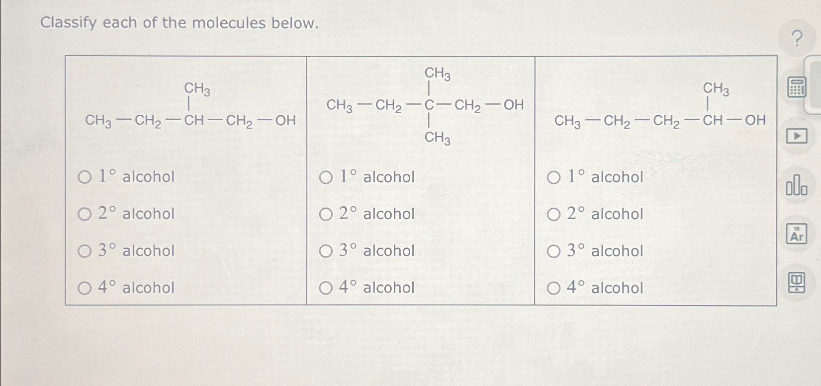 Solved Classify each of the molecules | Chegg.com