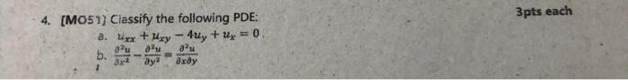 Solved 4. [MO51] Classify the following PDE: a. | Chegg.com