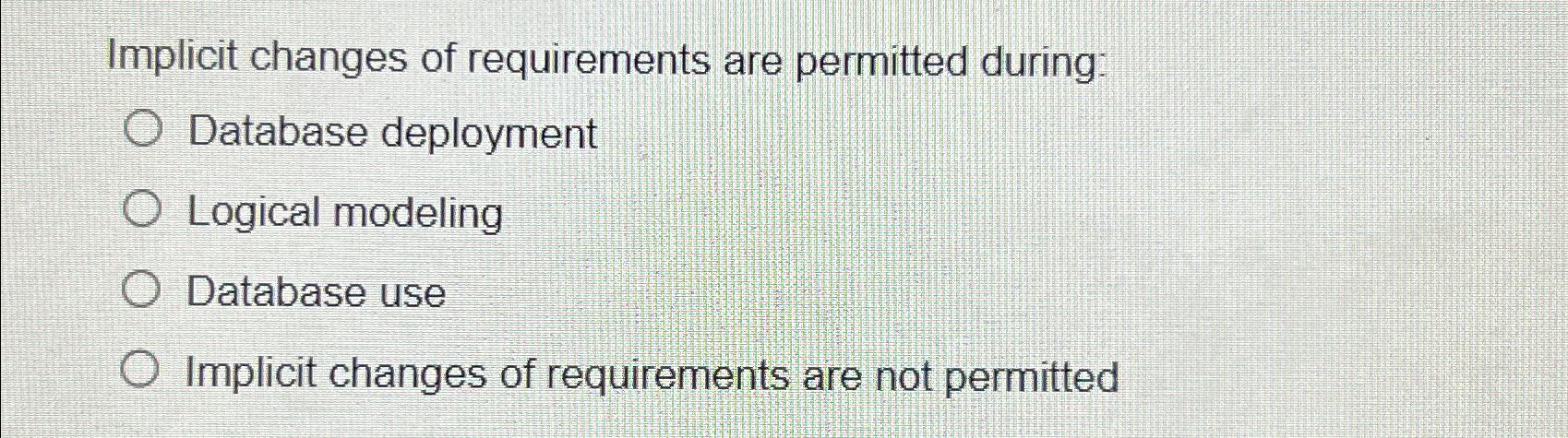 Solved Implicit changes of requirements are permitted | Chegg.com