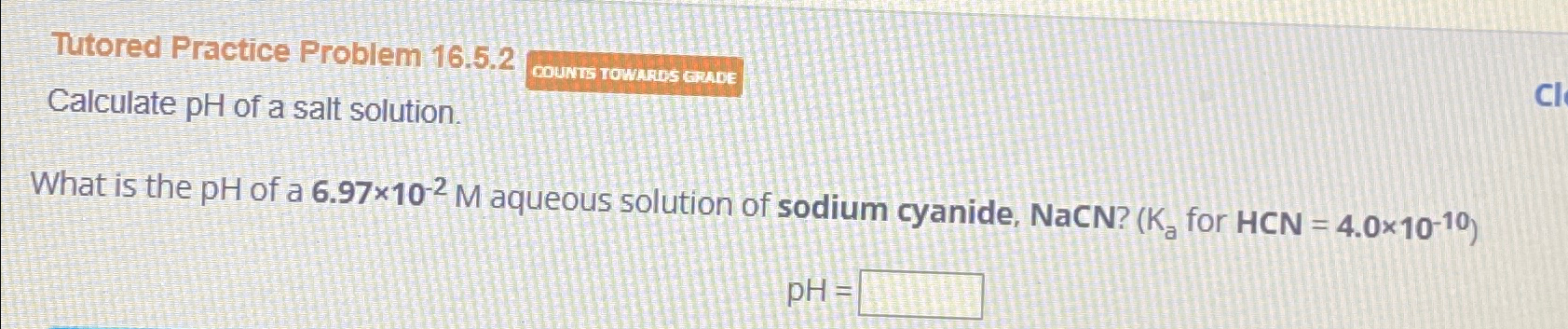 Solved Tutored Practice Problem 16.5.2Calculate pH ﻿of a | Chegg.com
