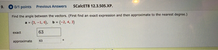 Solved SCalcET8 12.3.505.XP. + 0/1 points Previous Answers | Chegg.com