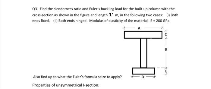 Solved Q2. A built-up steel column has cross-section | Chegg.com