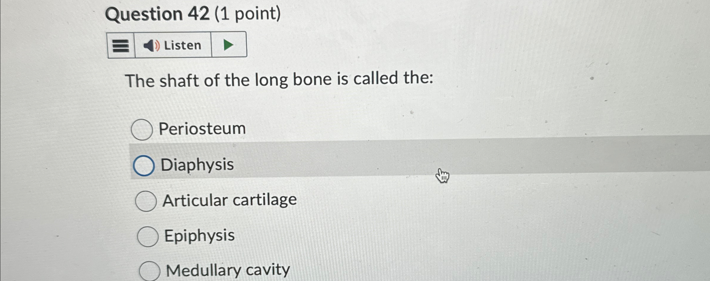 Solved Question 42 (1 ﻿point)ListenThe shaft of the long | Chegg.com