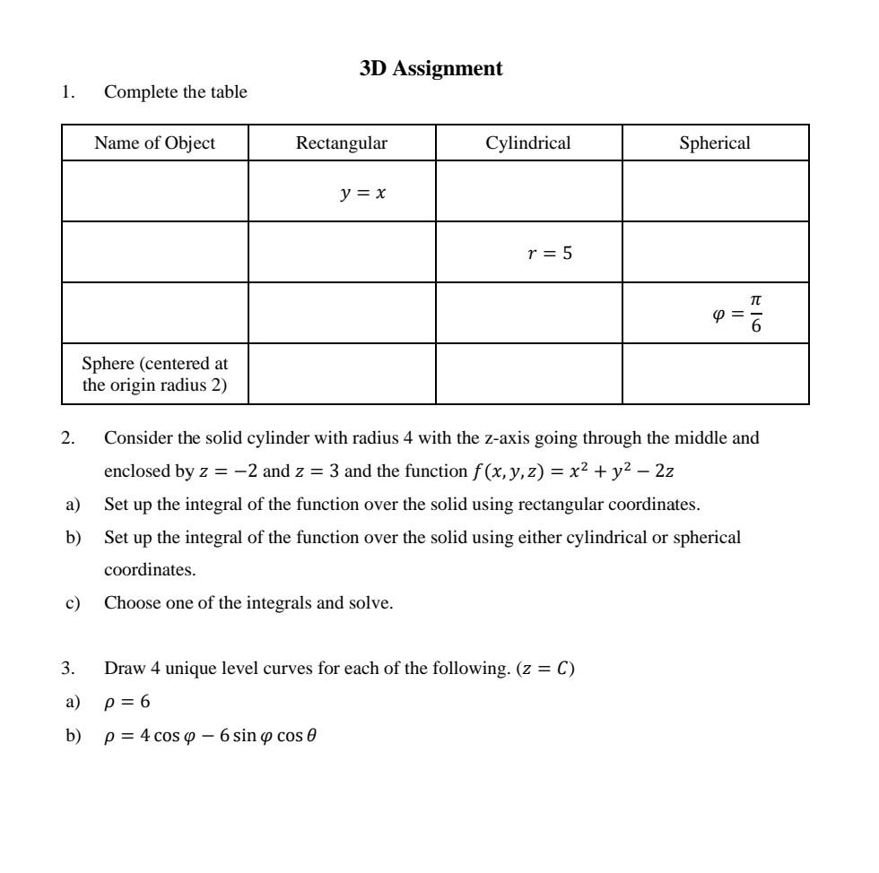 Solved I need the table to be filled, and all the answers | Chegg.com
