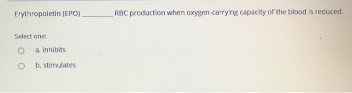 Solved Erythropoietin (EPO) RBC production when | Chegg.com