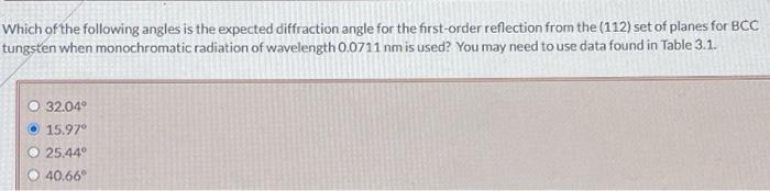 Solved Which of the following angles is the expected | Chegg.com