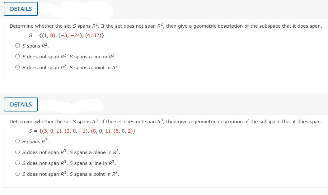 Solved Determine whether the set S ﻿spans R2. ﻿If the set | Chegg.com
