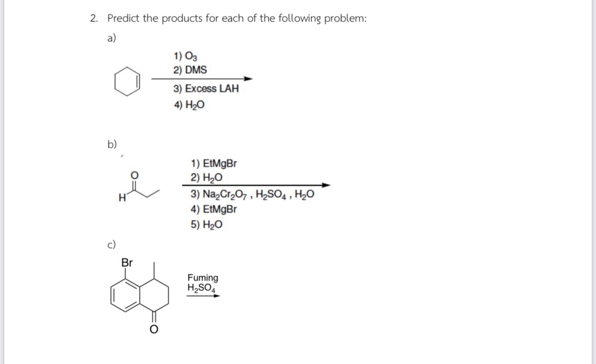 Solved Predict the products for each of the following | Chegg.com