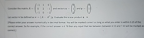 Solved Consider the matrix A=([-1,1,0],[0,2,-1],[-1,0,-1]) | Chegg.com