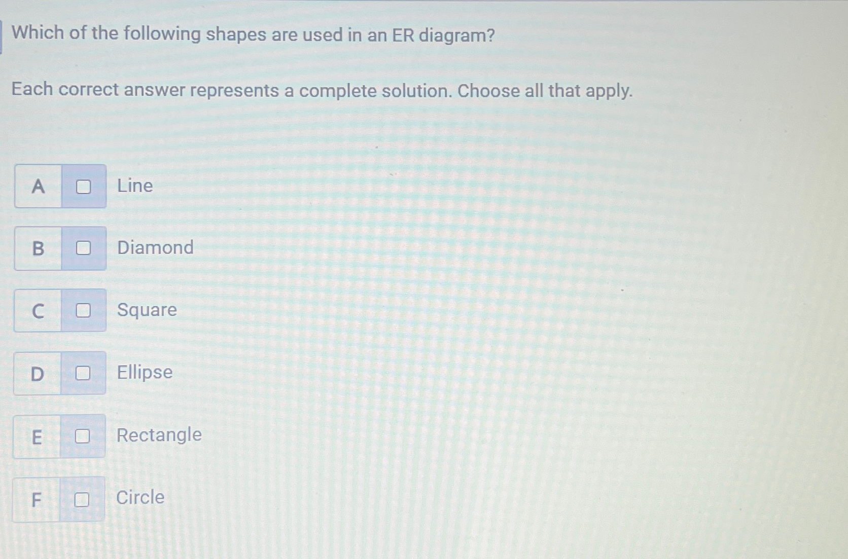 Solved Which of the following shapes are used in an ER | Chegg.com