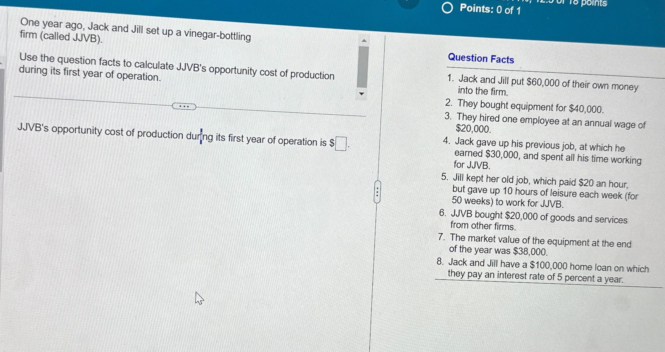 Solved Points: 0 ﻿of 1One year ago, Jack and Jill set up a | Chegg.com