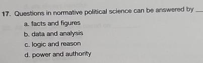 Solved Questions in normative political science can be | Chegg.com
