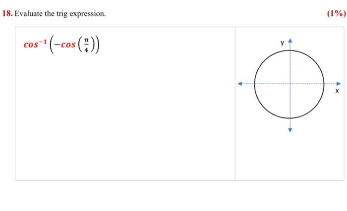 Solved 18. Evaluate the trig expression. (1%) cos-1 (0) | Chegg.com
