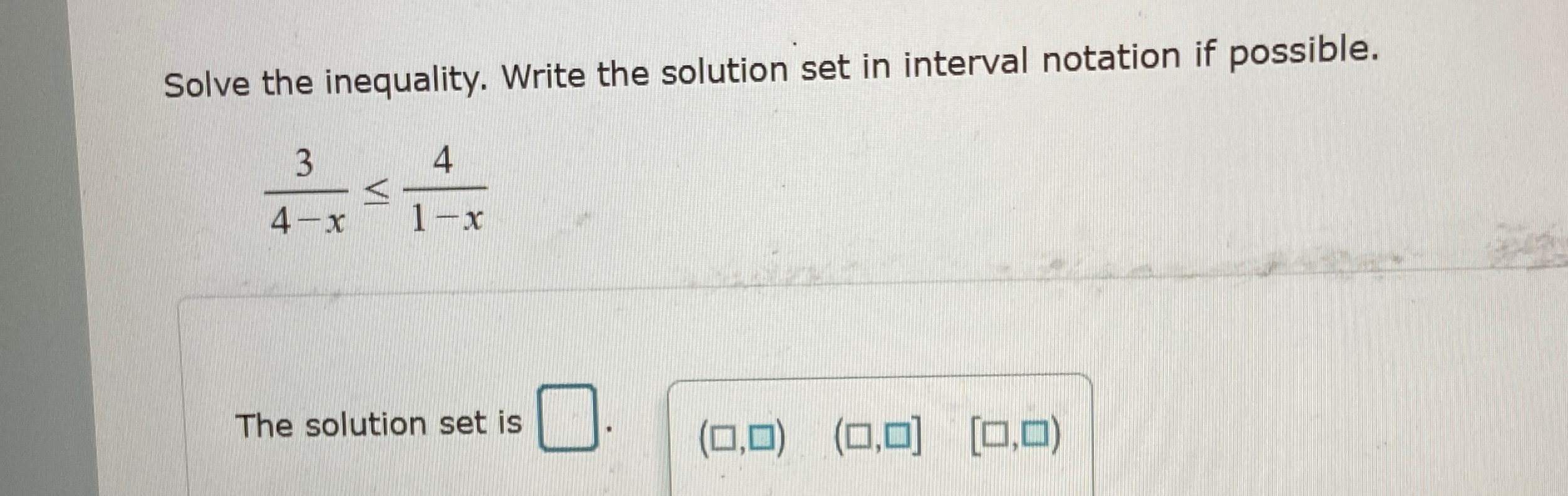 Solved Solve the inequality. Write the solution set in | Chegg.com