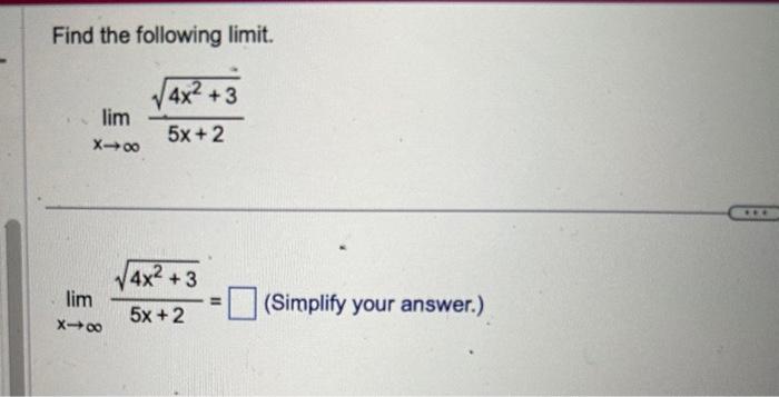 Solved Find the following limit. | Chegg.com
