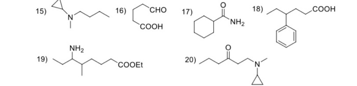 Solved 16) 17). 18) ~ COOH CHO COOH NH2 COOEt | Chegg.com