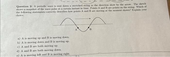 Solved Question 2: A periodic wave is sent down a stretched | Chegg.com