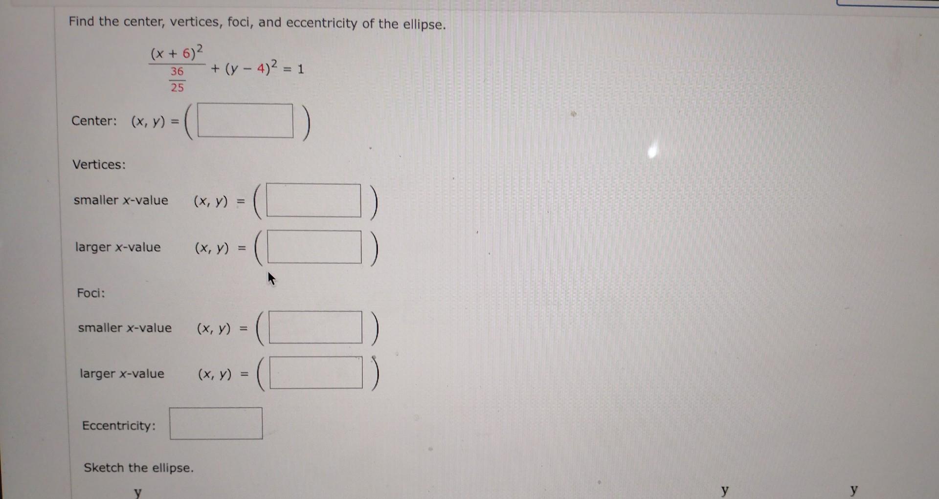 Solved Find the center, vertices, foci, and eccentricity of | Chegg.com