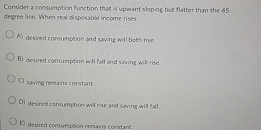 Solved Consider a consumption function that is upward | Chegg.com