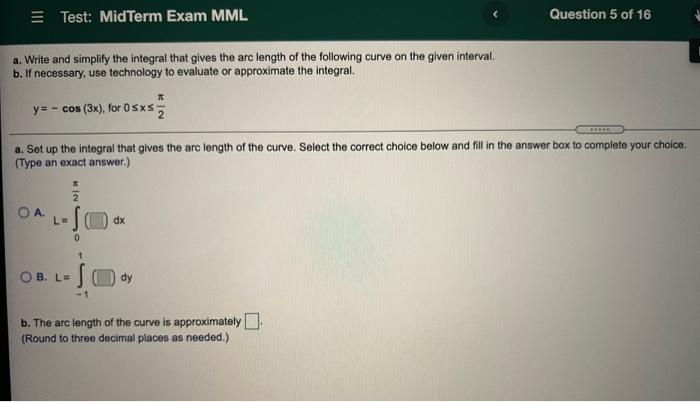 Solved E Test: MidTerm Exam MML Question 5 of 16 a. Write | Chegg.com