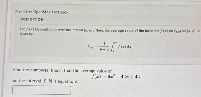 Solved Let f(x) be continuous over the interval [a,b]. Then, | Chegg.com