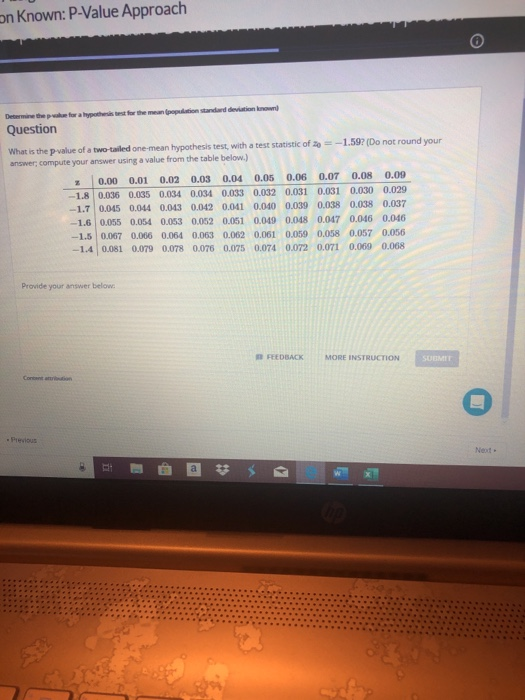Solved on Known: P-Value Approach Determine the p o or a | Chegg.com