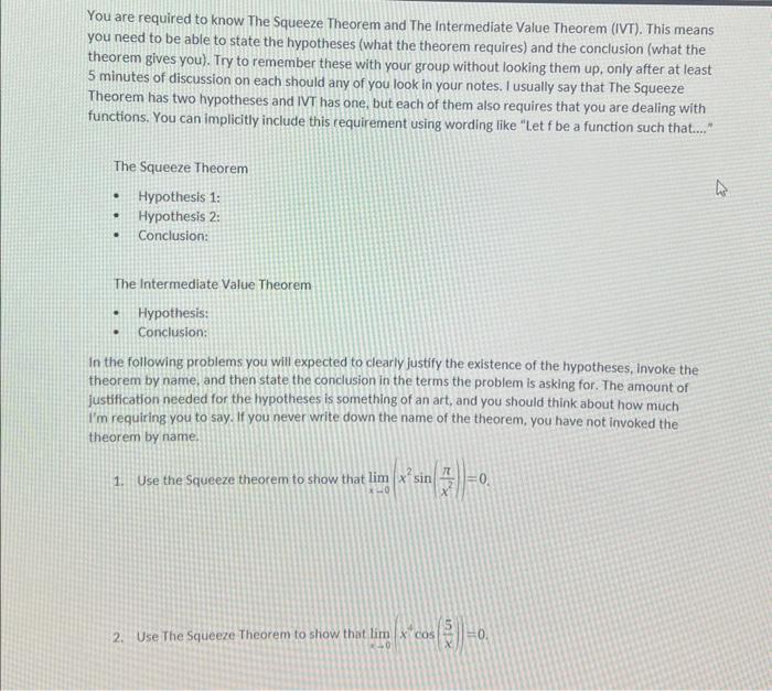 Solved You are required to know The Squeeze Theorem and The | Chegg.com