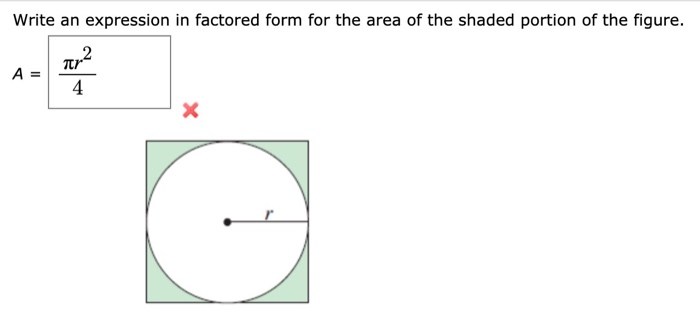 Solved Write an expression in factored form for the area of | Chegg.com