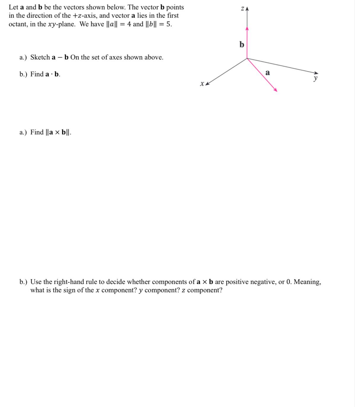 Let a and b ﻿be the vectors shown below. The vector b | Chegg.com