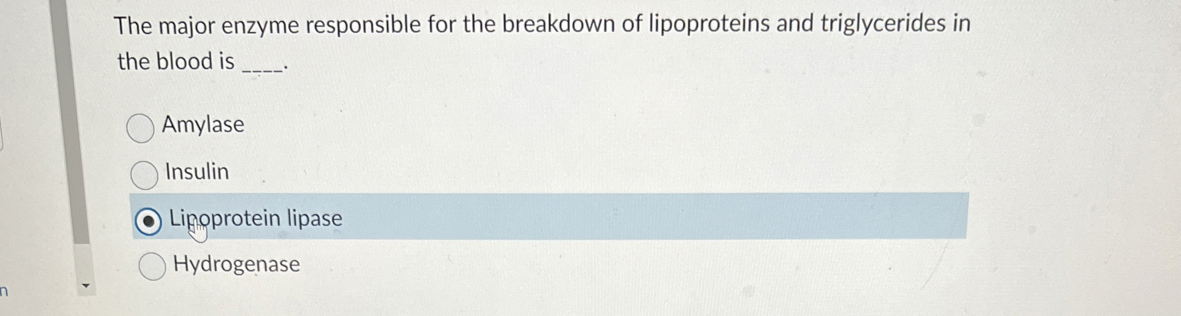 Solved The major enzyme responsible for the breakdown of | Chegg.com